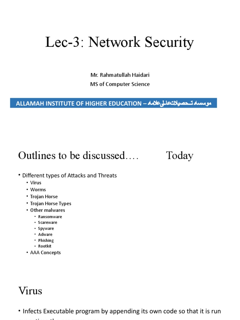 Lec-3 Network Security | PDF | Malware | Computer Virus