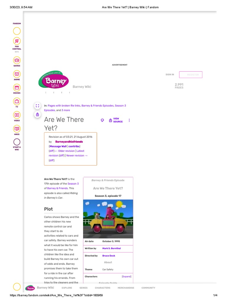 Are We There Yet - Barney Wiki - Fandom | PDF | Fandom