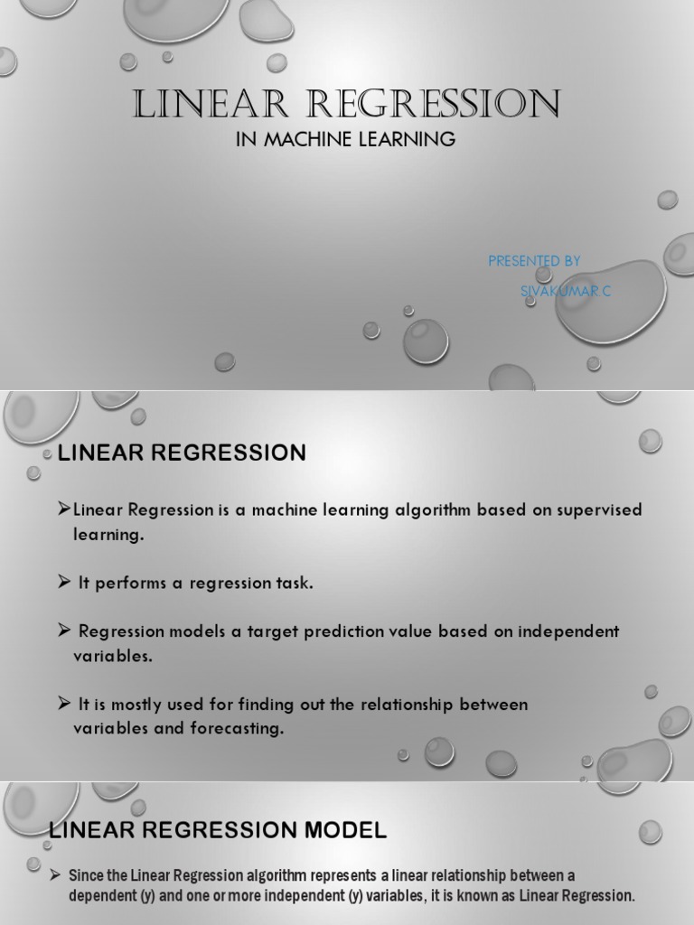 Linear Regression: in Machine Learning | PDF