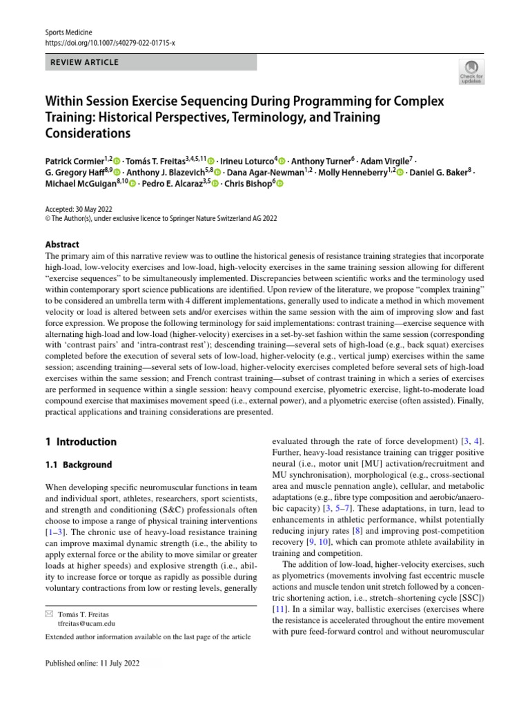 Within Session Exercise Sequencing During Programming For Complex ...