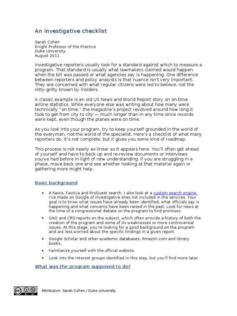 An Investigative Checklist | PDF | Earmark (Politics) | United States ...
