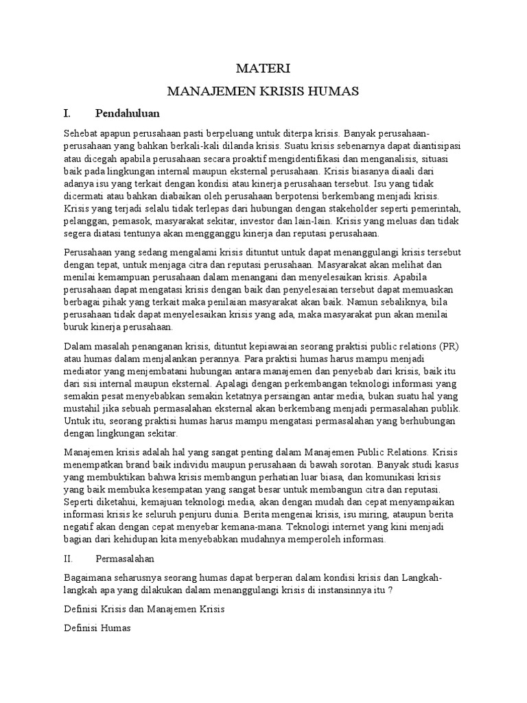 Manajemen Krisis Humas Pdf 