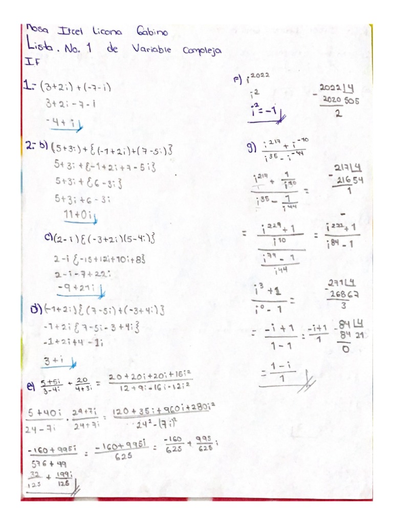 Lista 1 Variable Compleja | PDF