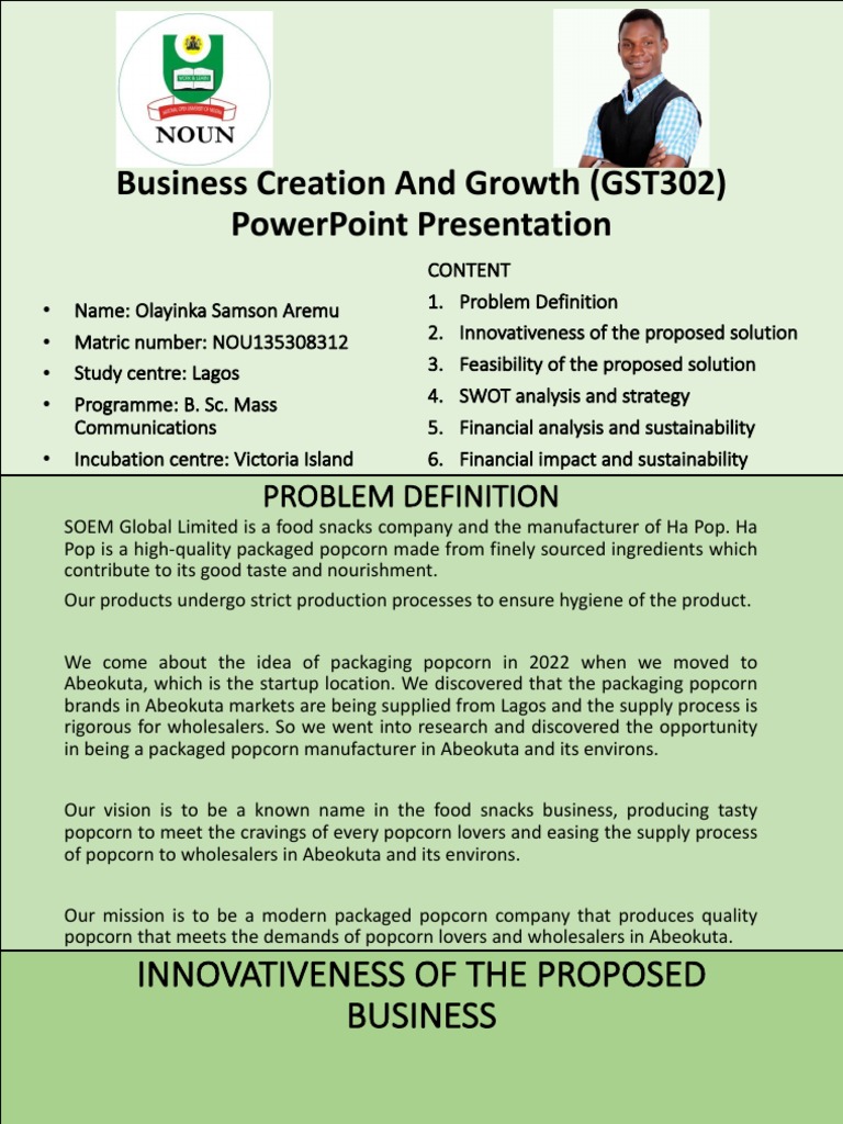 Business Creation and Growth (Gst302) Powerpoint Presentation | PDF ...