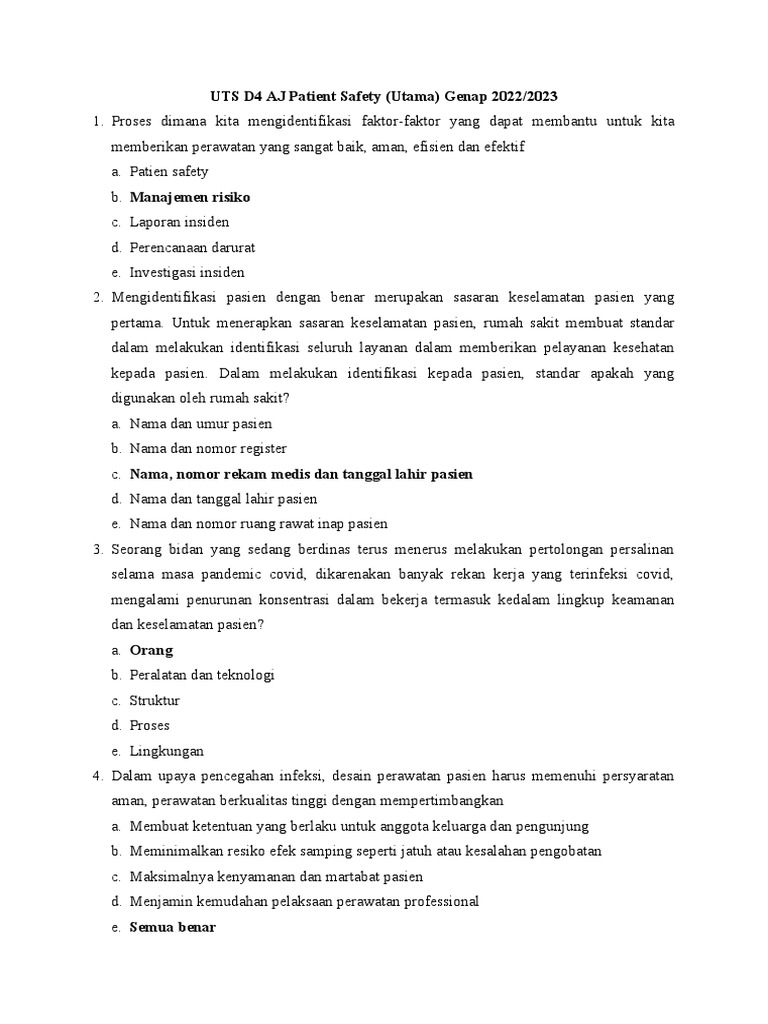 PATIENT SAFETY UTS D4 | PDF