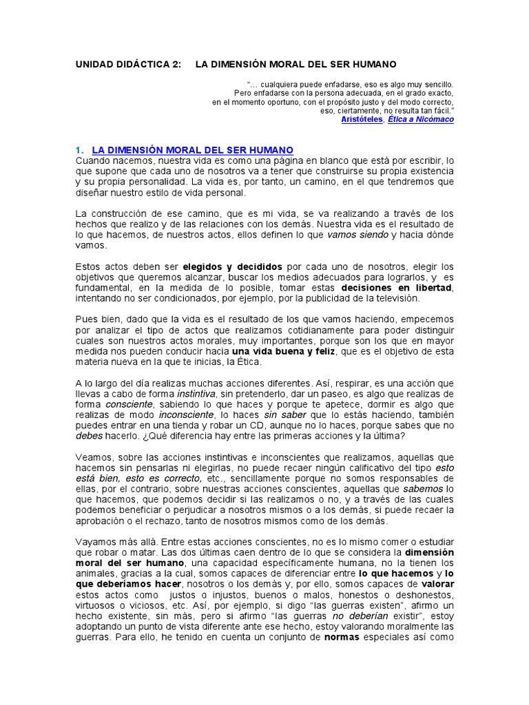 La DIMENSIÓN MORAL DEL SER HUMANO | PDF | Moralidad | Relativismo