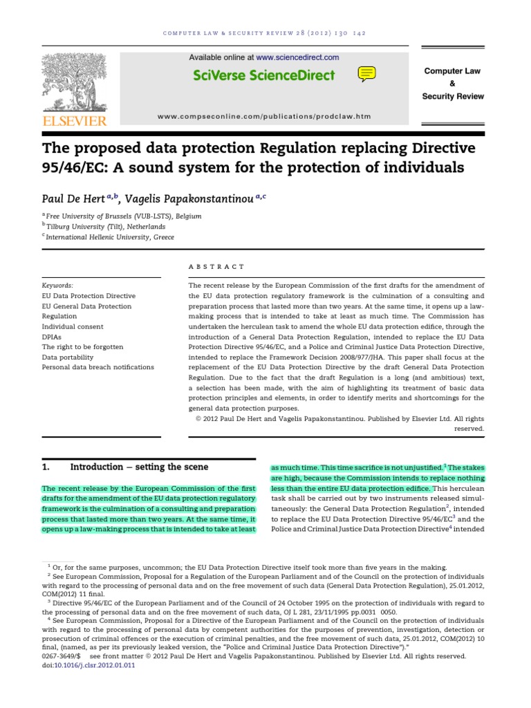 DE HERT, Paul - PAPAKONSTANTINOU, Vagelis - Proposed Data Protection ...