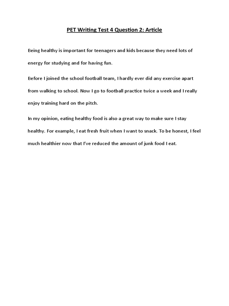 PET Writing Test 4 Question 2: Article | PDF