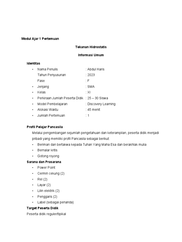 Modul Ajar Sifat-Sifat Cahaya Pada Cermin Cekung-Rev | PDF