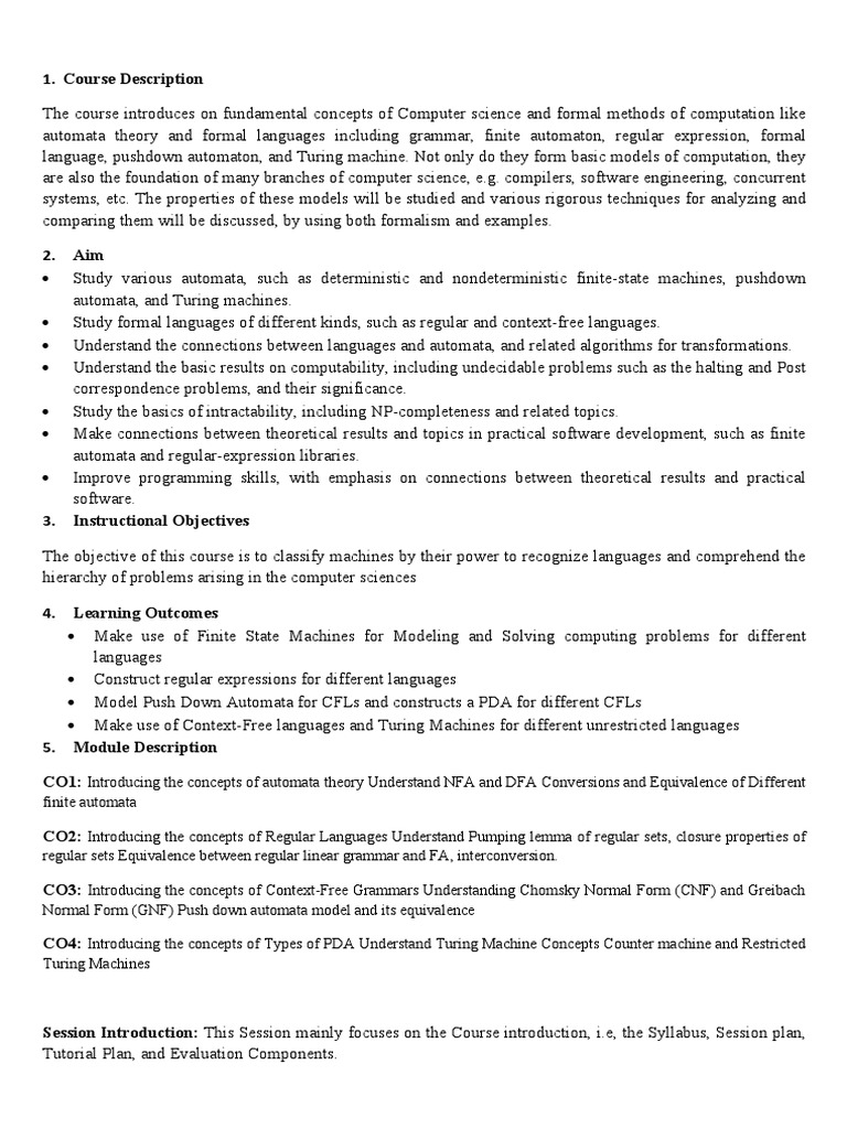 Course Description | PDF | Automata Theory | Computing