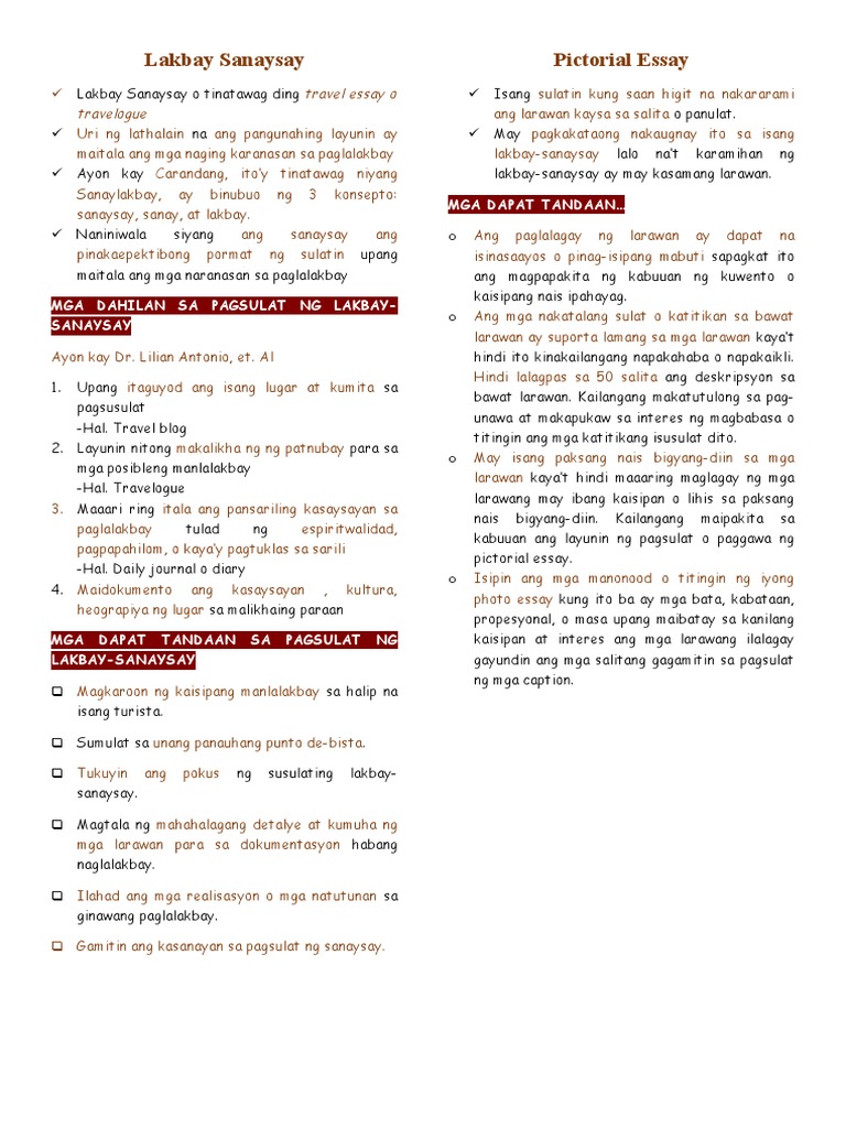 Lakbay Sanaysay & Pictorial Essay | PDF