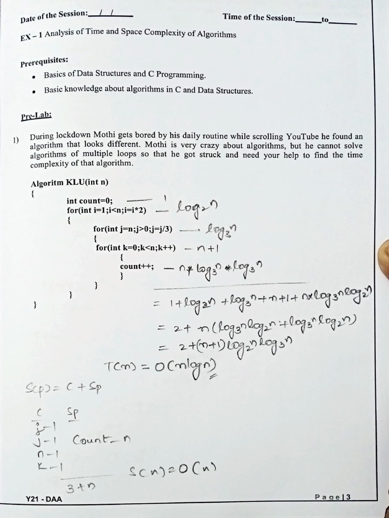 Daa Workbook | Download Free PDF | Algorithms | Computational Complexity Theory