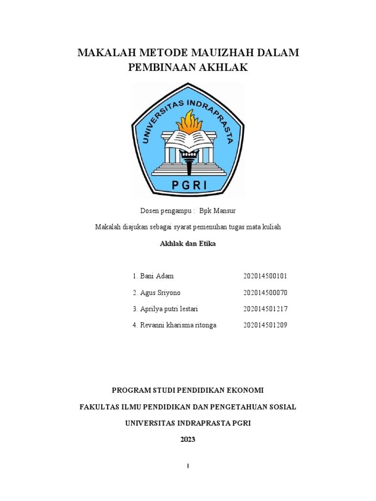 Makalah Metode Mauizhah Dalam Pembinaan Akhlak | PDF