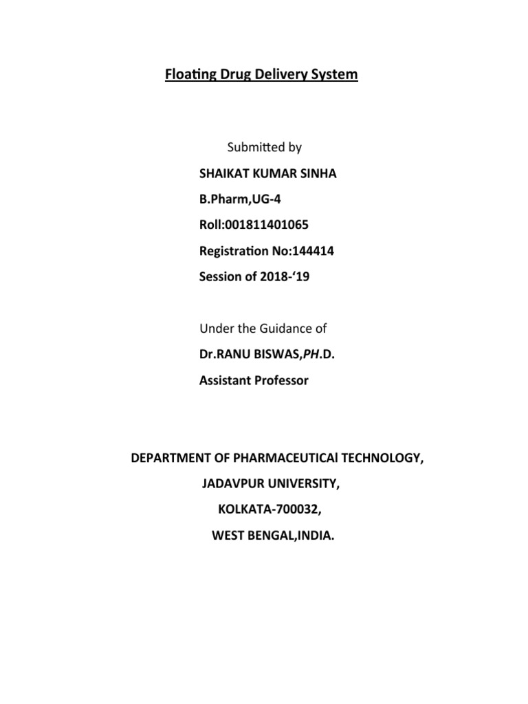 Floating Drug Delivery System | PDF | Gastrointestinal Tract | Infrared ...