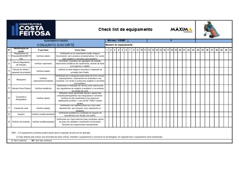 Check list equipamento corte | PDF