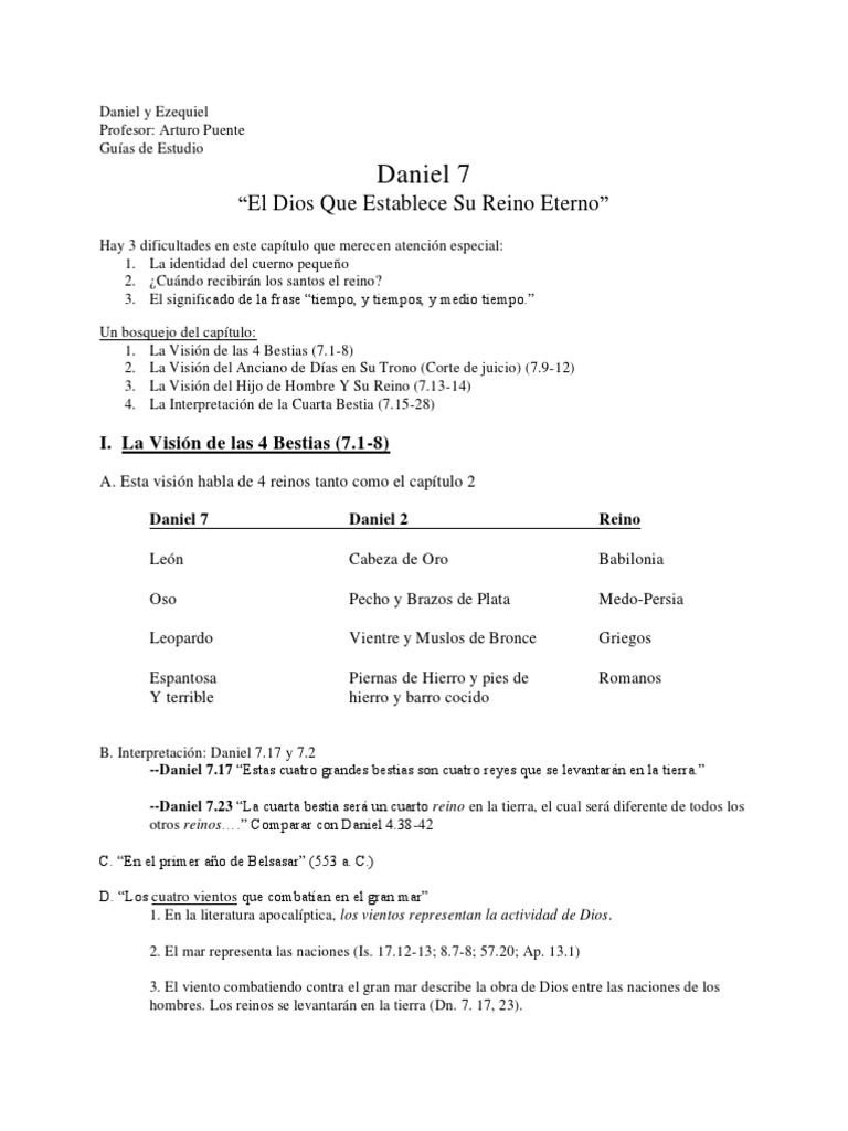 Daniel Guias Capitulo 7 | PDF | Daniel (figura bíblica) | Jesús
