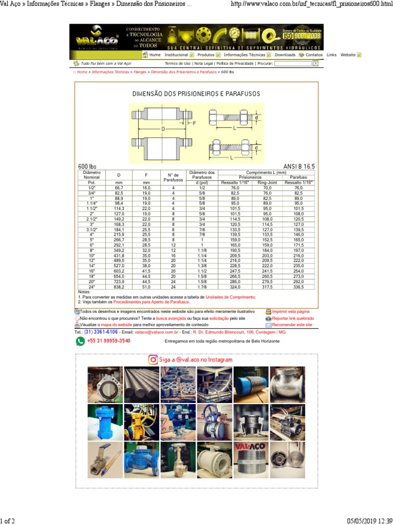 Estojo e Porcas para Flanges 600 Psi | PDF | Setor secundário da ...