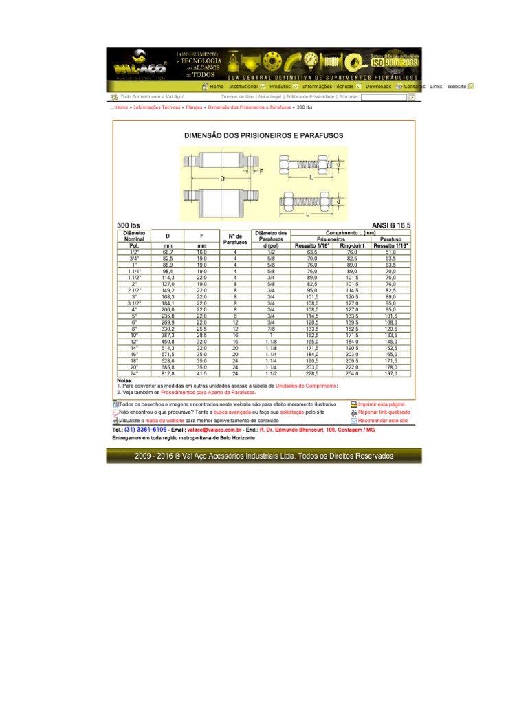 Estojo e Porcas para Flanges 300 Psi | PDF