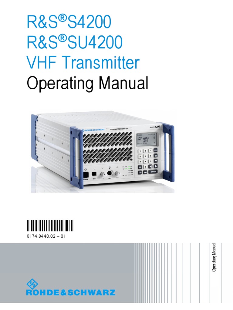 Operating Manual: R&S S4200 R&S SU4200 VHF Transmitter | PDF | Voice Over Ip | I Pv6