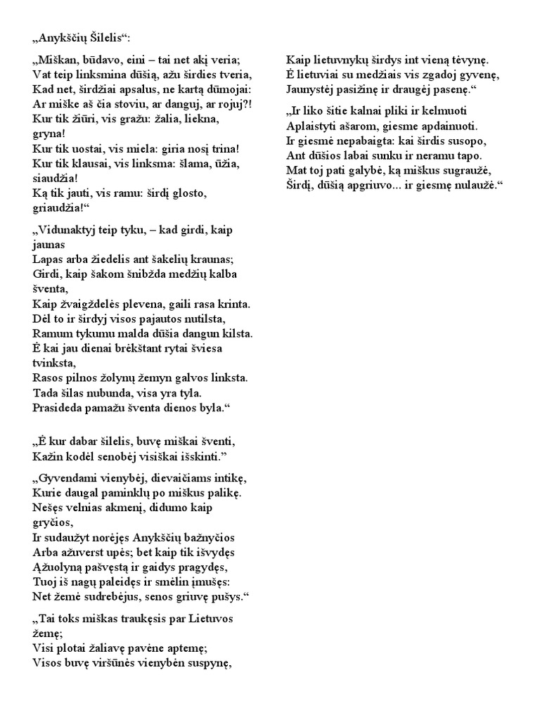 Antanas Baranauskas Citatos | PDF