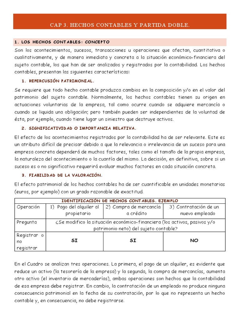 T3. Hechos Contables y Partida Doble | PDF | Contabilidad | Hoja de balance