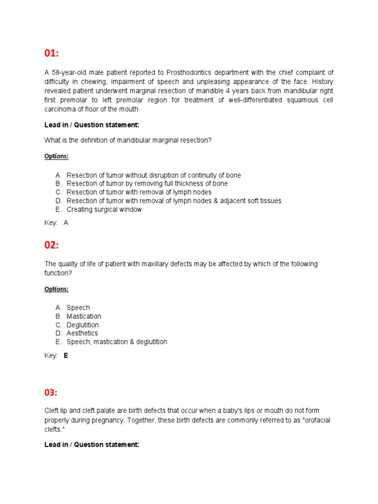 Dental Quiz | PDF | Dentures | Pathology
