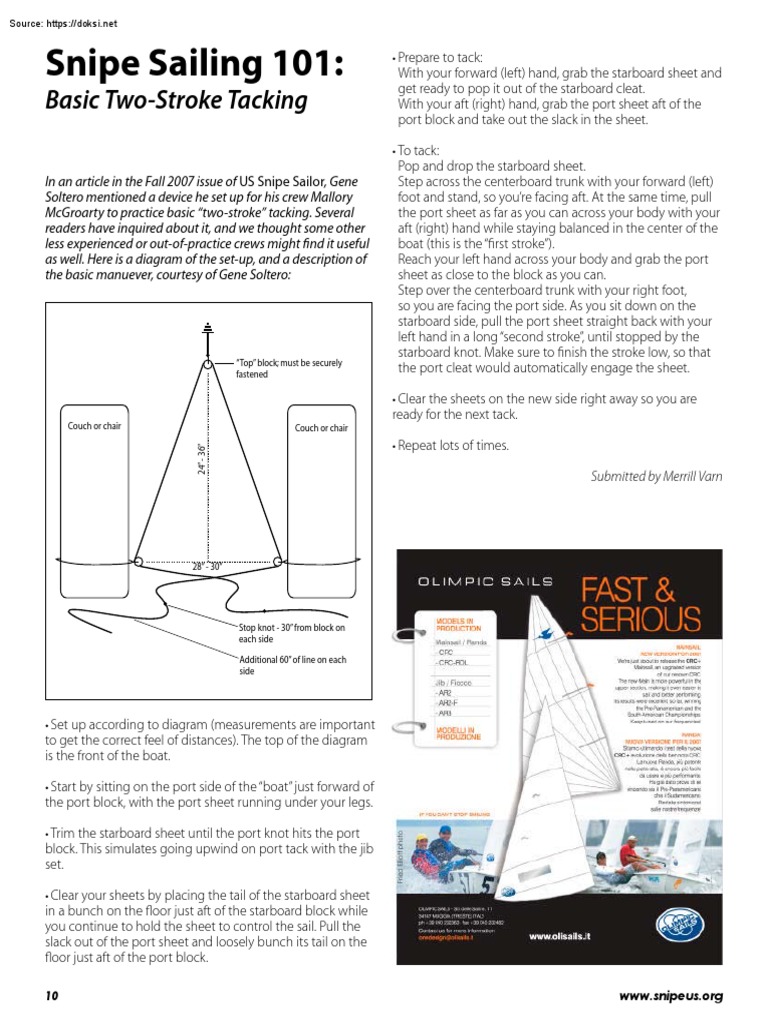 Merrill Varn Snipe Sailing 101 Basic Two Stroke Tacking | PDF | Ships ...