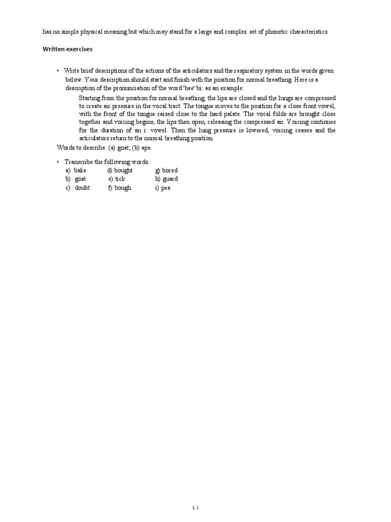 Phonetic Exercises: Articulation & Transcription | PDF