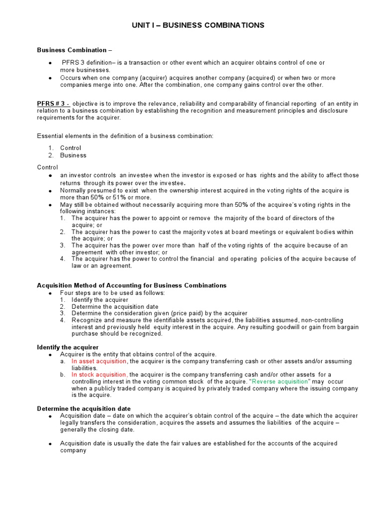 Business Combination Accounting Overview | PDF | Debits And Credits ...