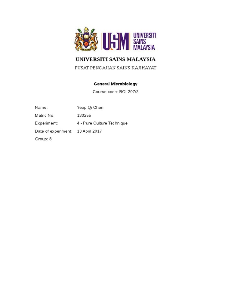 Microbiology Lab Report Experiment 4 | PDF | Growth Medium | Microbiology