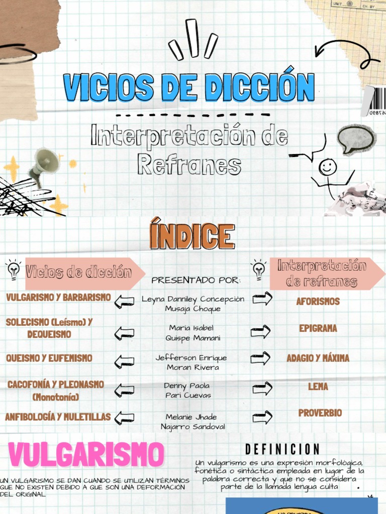 Vicios de Dicción y Refranes | PDF | Comunicación humana | Gramática