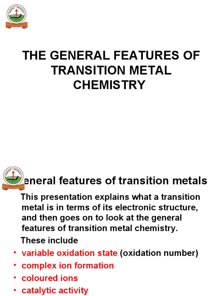 Transition Metal Chemistry | PDF | Electron Configuration | Transition ...