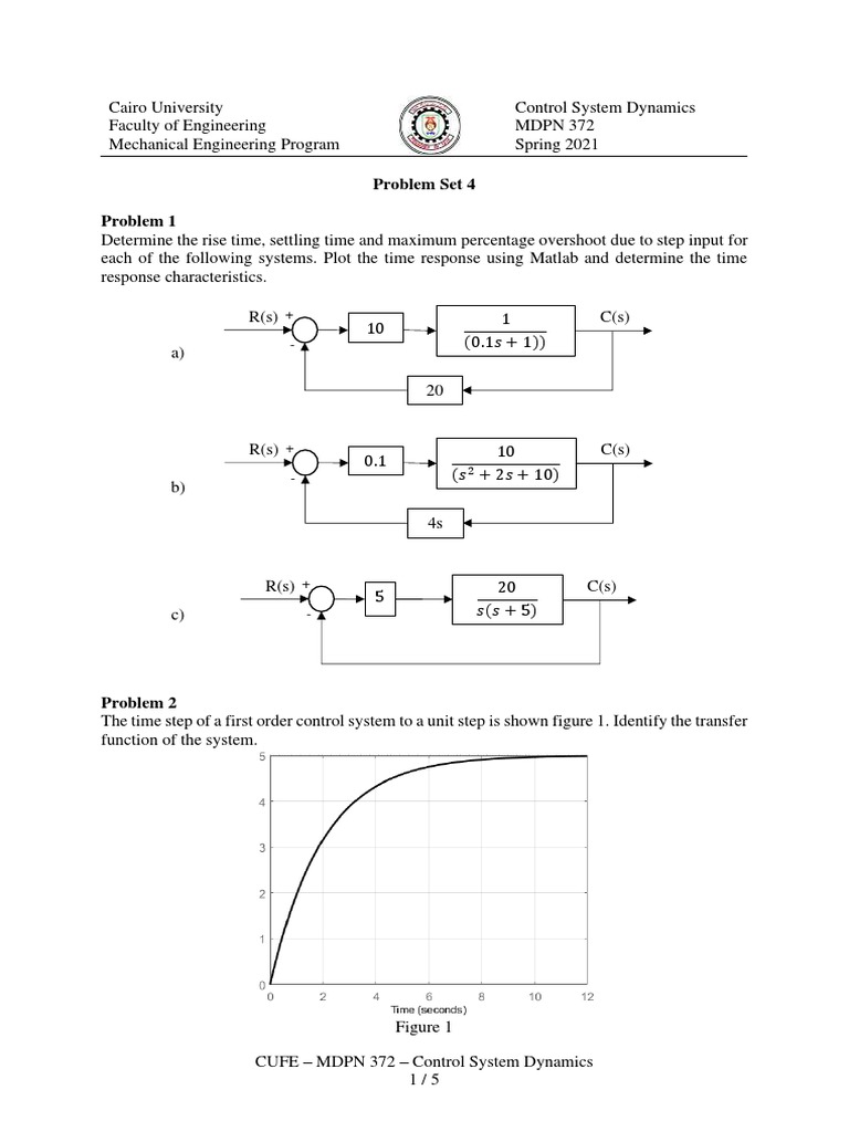 MDPN372 PS4 Spring 2021 | PDF | Control Theory | Cybernetics