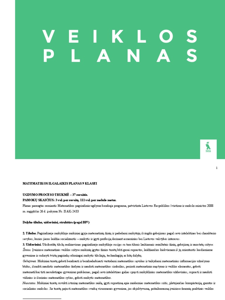 Veiklos Planas | PDF