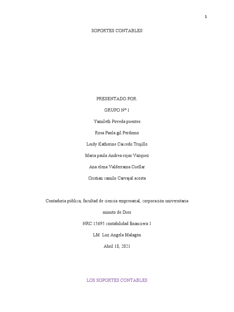 Los principales soportes contables y su importancia | PDF ...