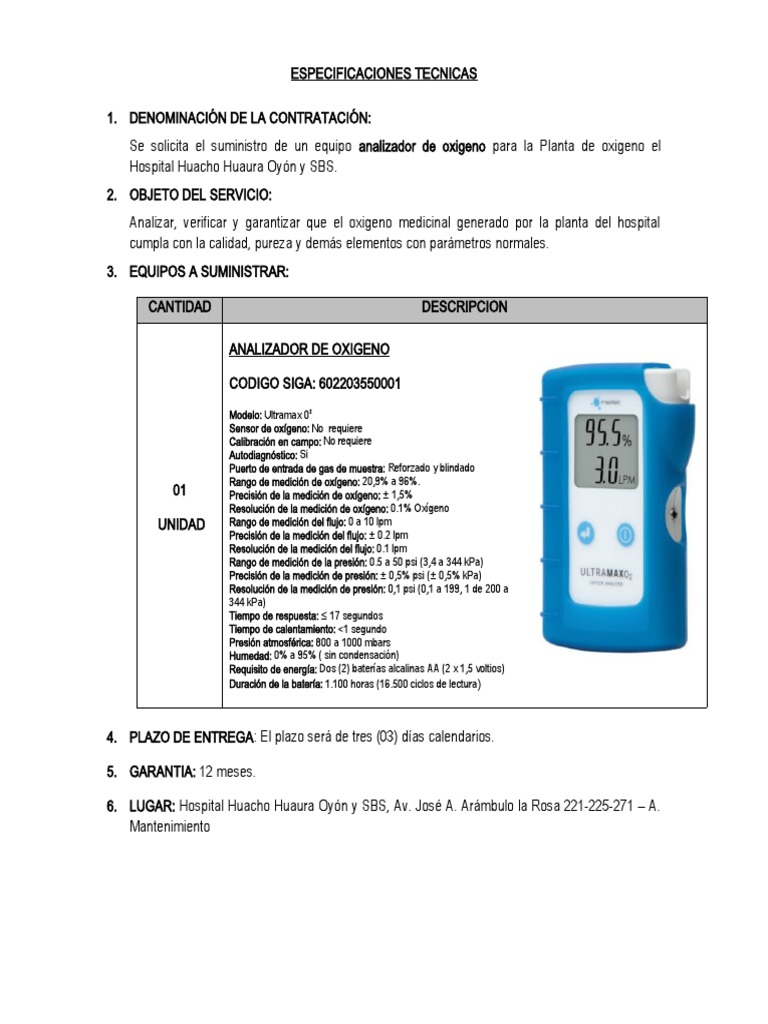 Analizador de Oxígeno Medicinal Ultramax 02 | PDF