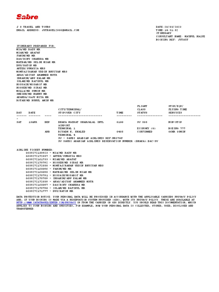 15 Apr Jytayf - Mia MD Razu MR - 15apr - Dacruh | PDF | Transport Companies | Civil Aviation