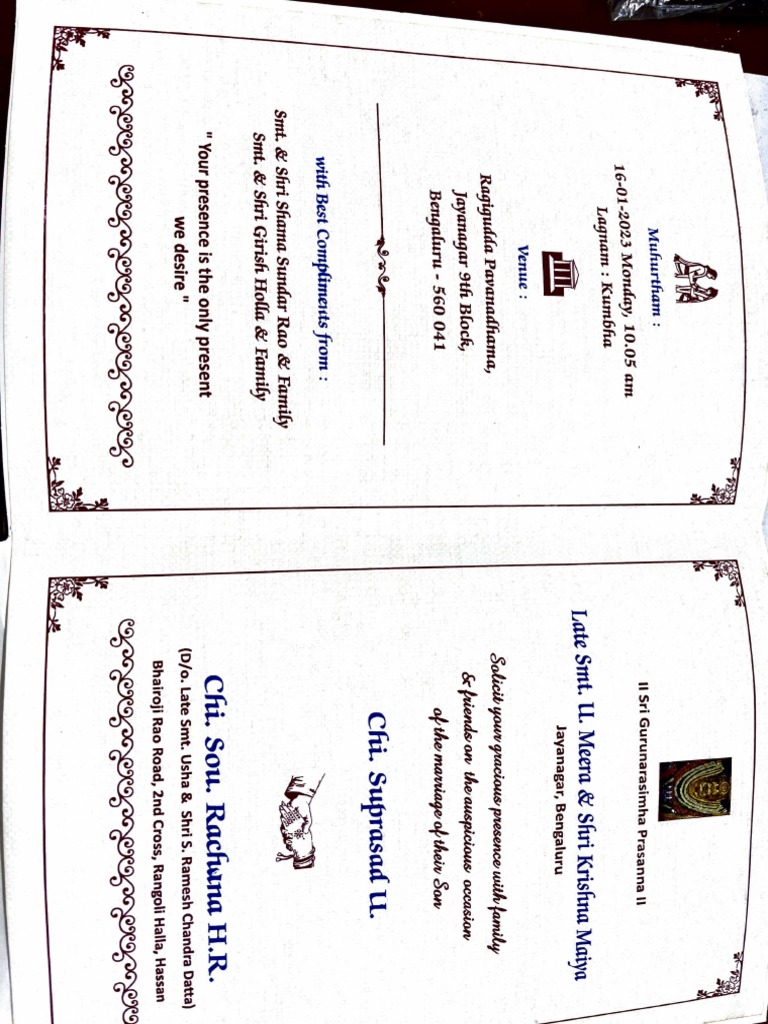 Funeral Invitation for Late Smt. U. Meera & Smt. Kristina Mary | PDF