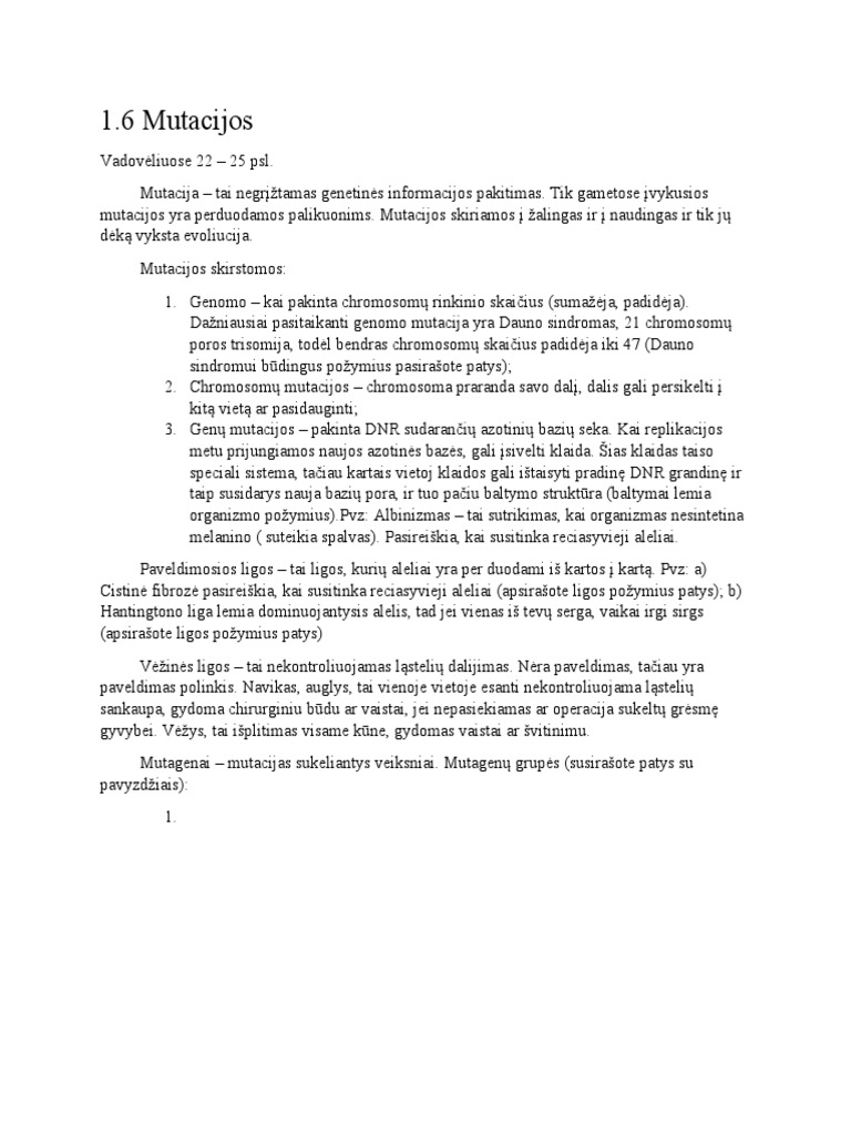 1.6. Mutacijos | PDF
