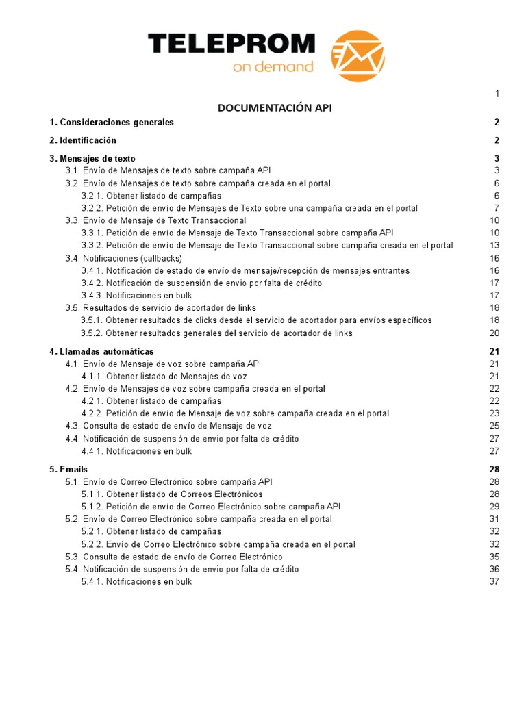 Documentación API - Teleprom On Demand | PDF | Protocolo de ...