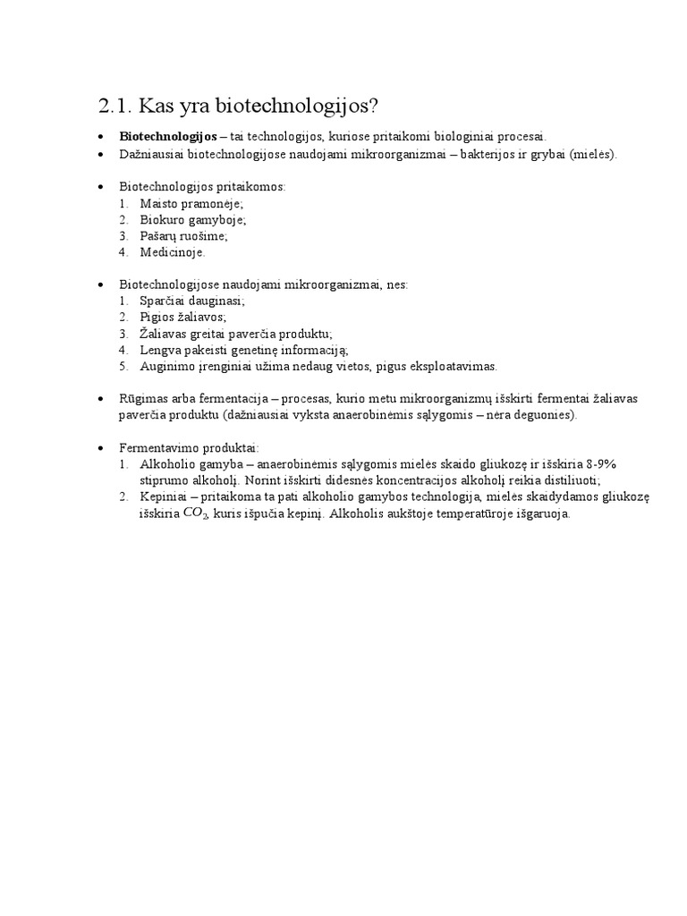 2.1. Kas Yra Biotechnologijos | PDF