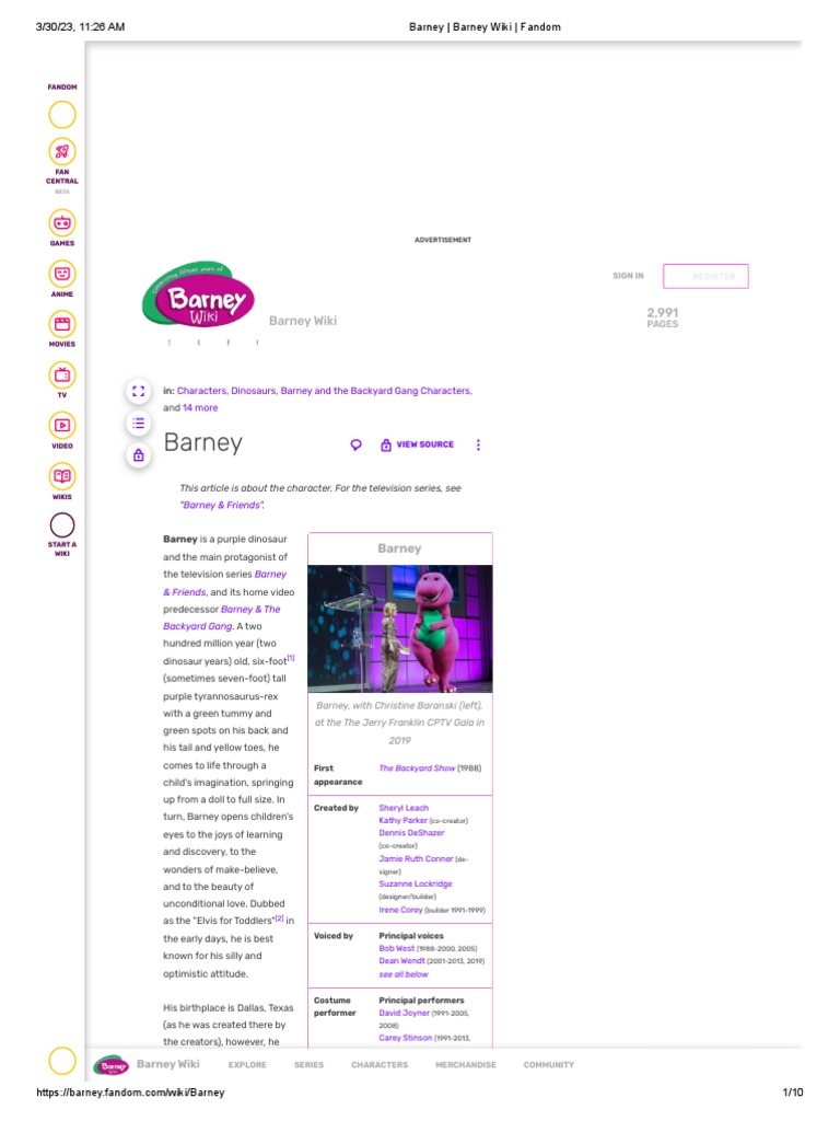 Barney - Barney Wiki - Fandom | PDF | Fandom