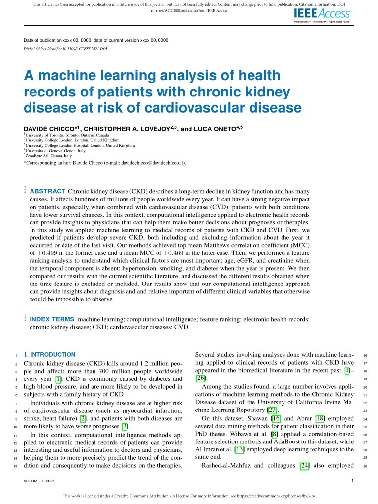 A Machine Learning Analysis of Health Records of Patients With Chronic ...