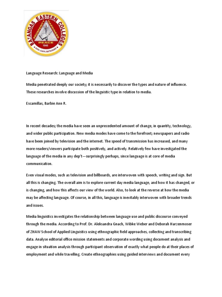 Language Research | PDF | Linguistics | Communication