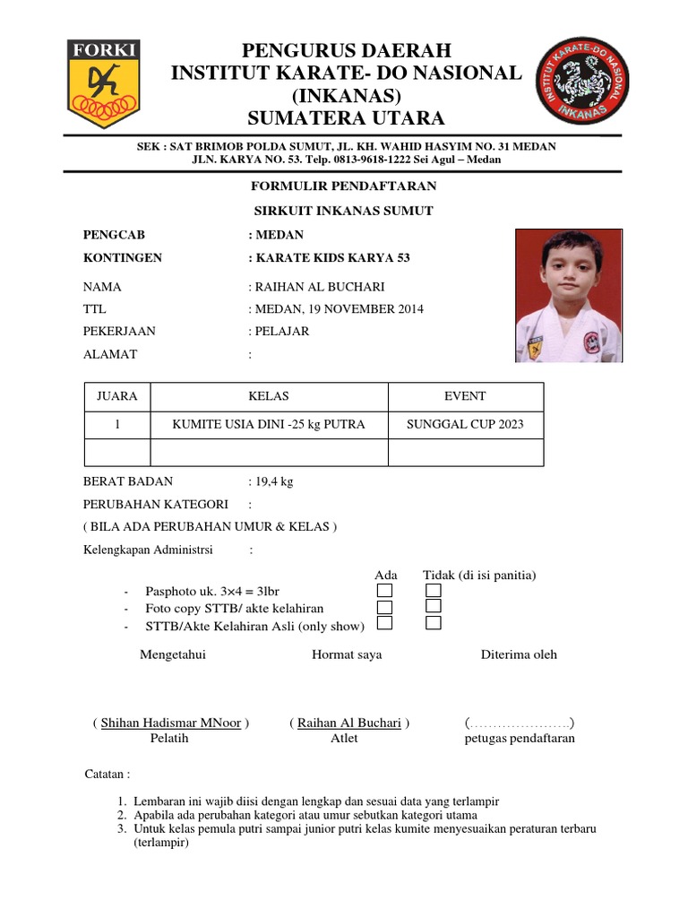 Pengurus Daerah Institut Karate-Do Nasional (Inkanas) Sumatera Utara | PDF