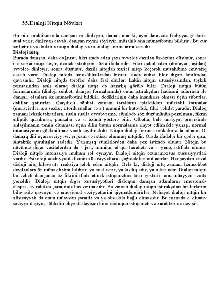 55.dialoji Nitqin Novleri | PDF