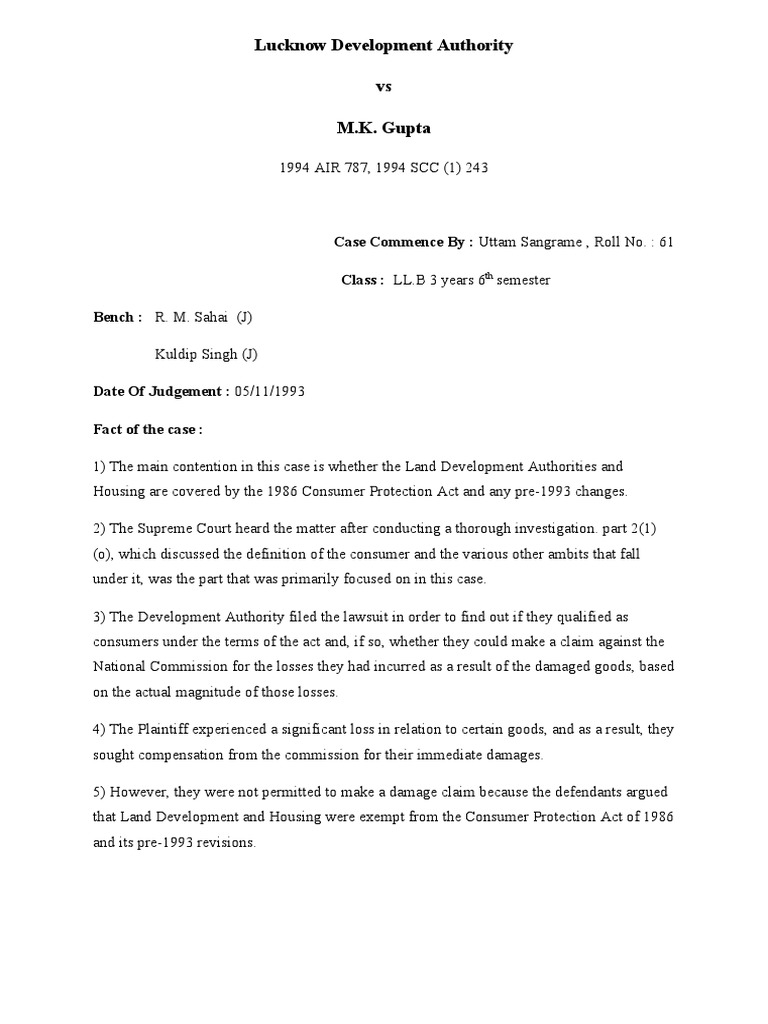 Lucknow Development Authority - Docx Uttam | PDF | Damages | Legal Liability