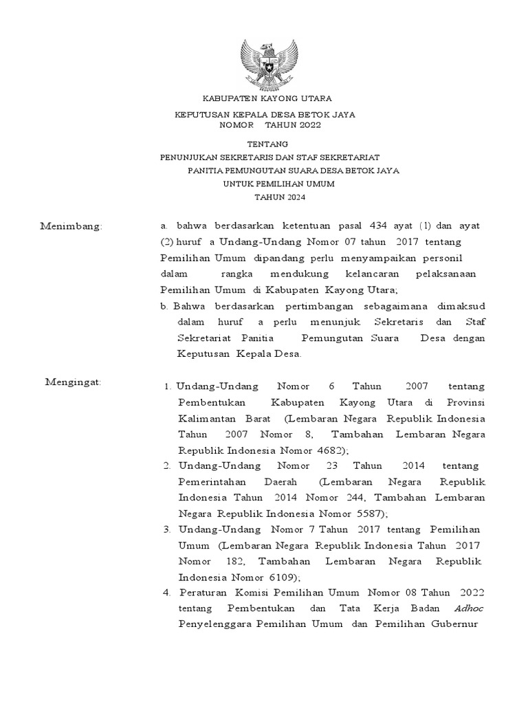 Penunjukan Sekretariat PPS 2024 | PDF