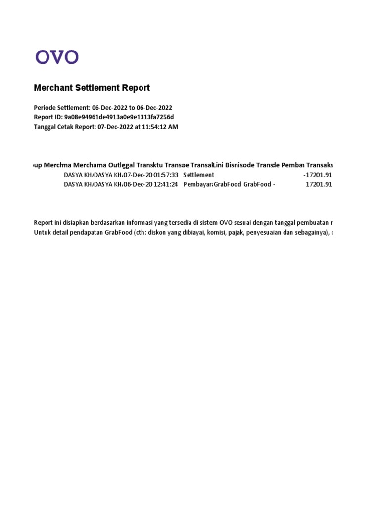 Merchant Settlement Report | PDF | Pengelolaan Keuangan & Uang
