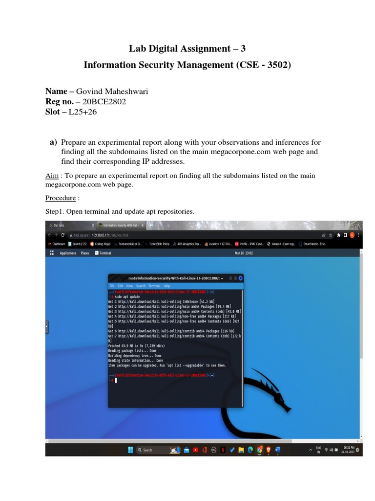 Analysis of Subdomain Discovery and Port Scanning Experiments for Information Gathering During a ...